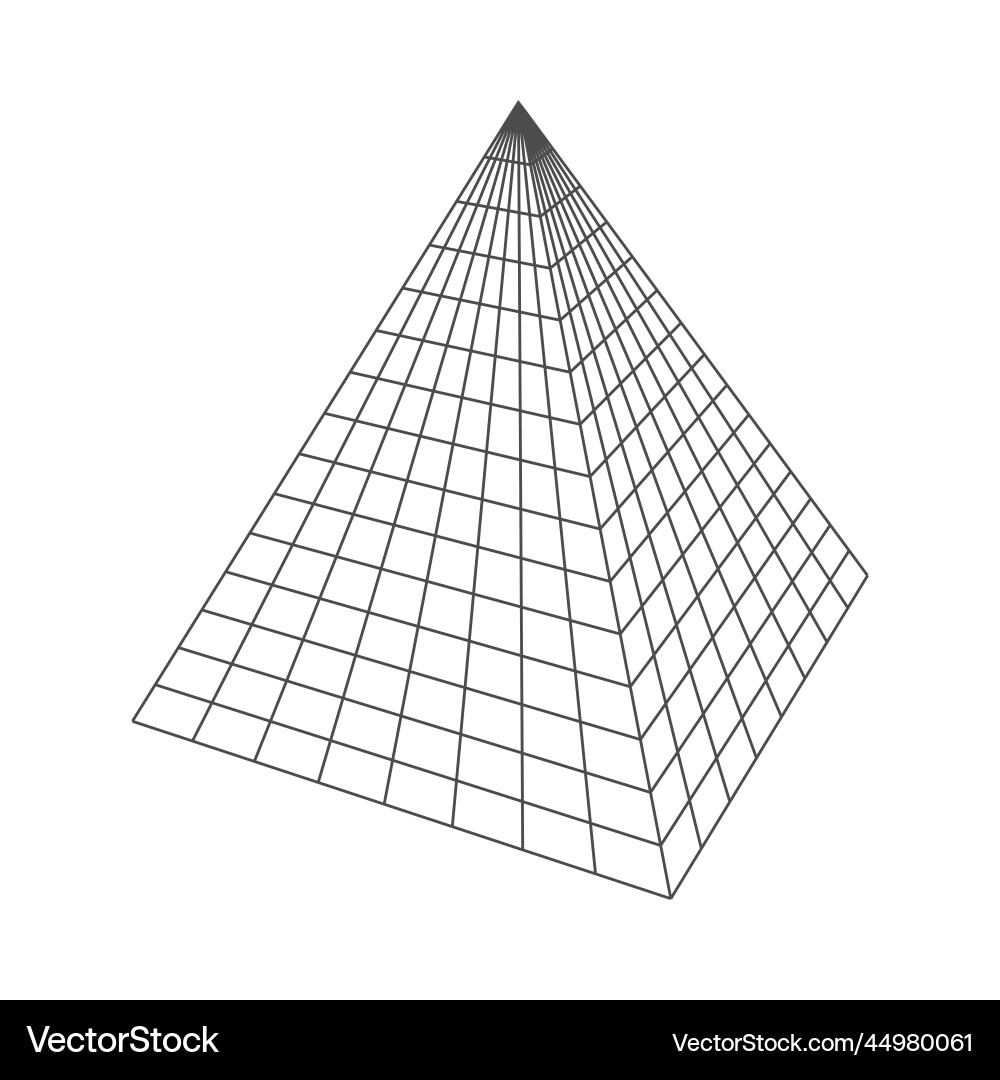 Pyramid grid figure low poly geometric shape icon Vector Image