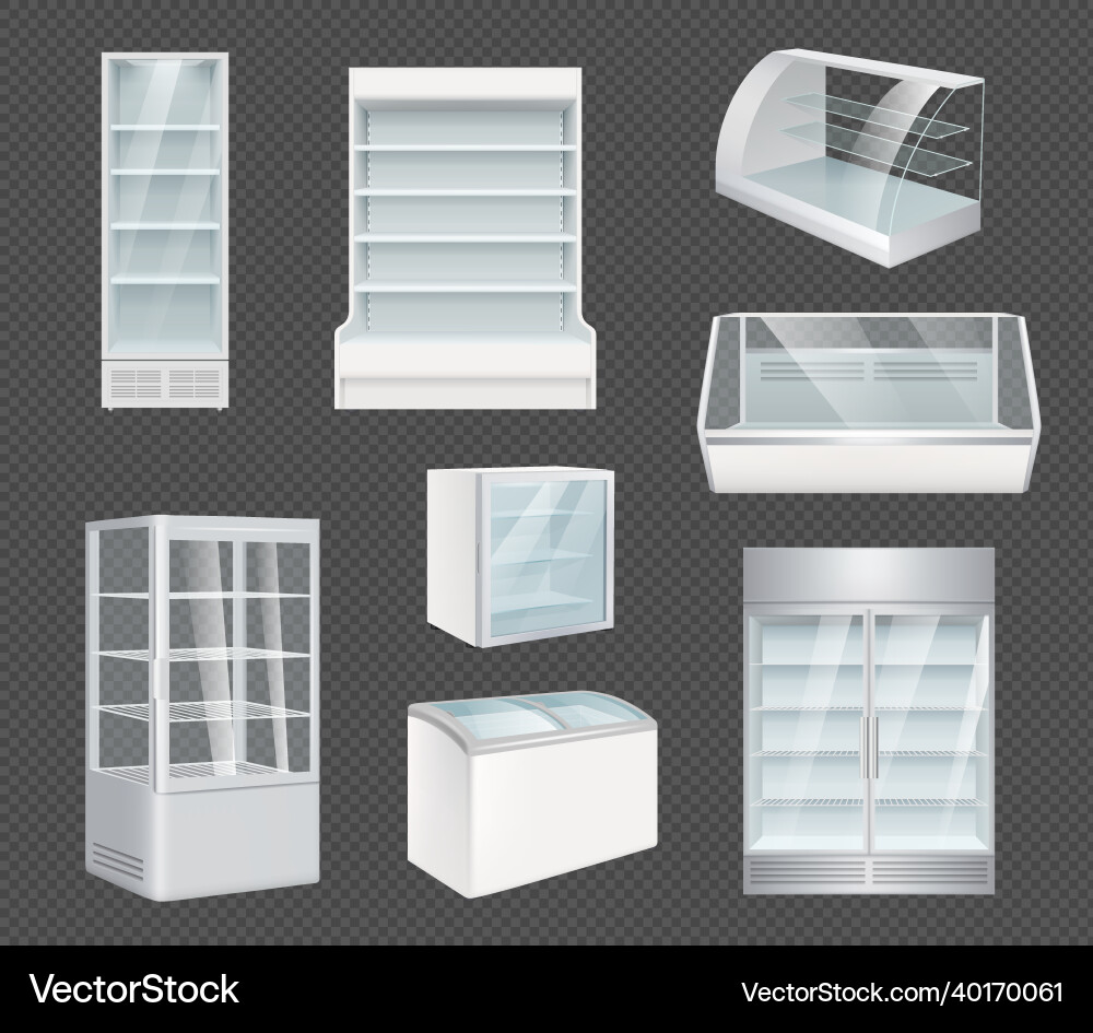 Refrigeration realistic retail open white Vector Image