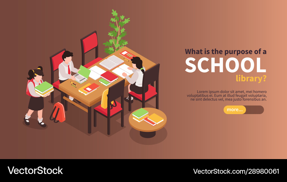 School library horizontal banner Royalty Free Vector Image