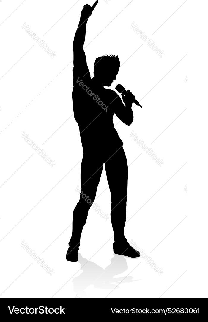 Singer pop country or rock star silhouette Vector Image