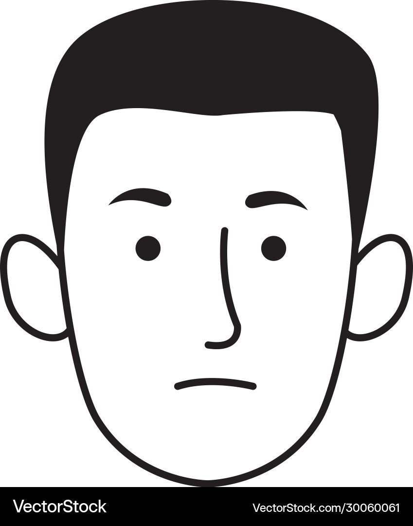 Young man head character icon Royalty Free Vector Image