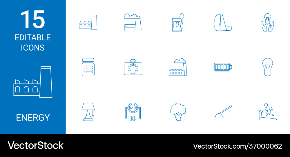 15 energy icons Royalty Free Vector Image - VectorStock