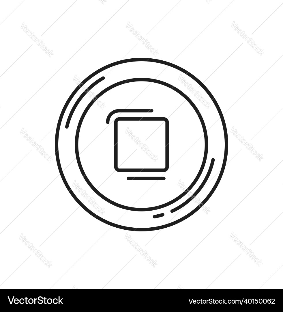 Ancient chinese coin with square hall isolate icon