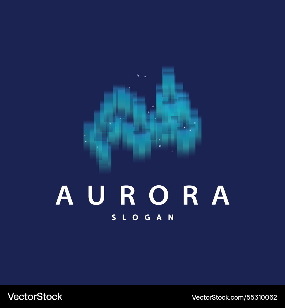 Aurora light wave sky view logo simple abstract Vector Image