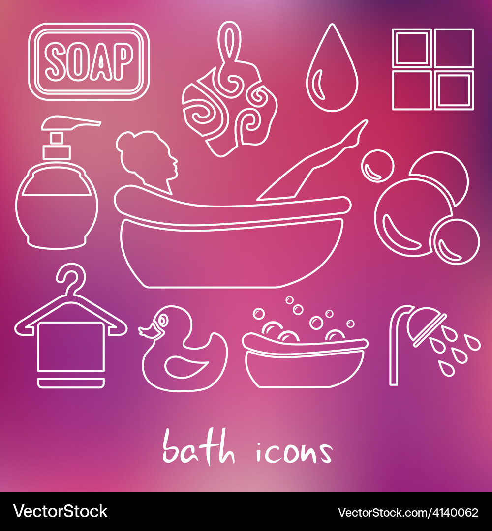 Bath Outline Icons Collection Royalty Free Vector Image