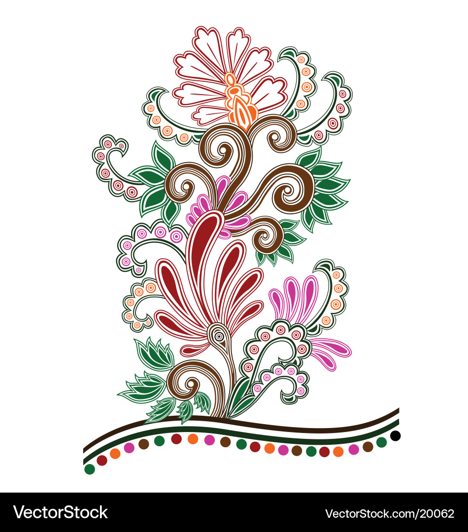 Batik floral Royalty Free Vector Image - VectorStock