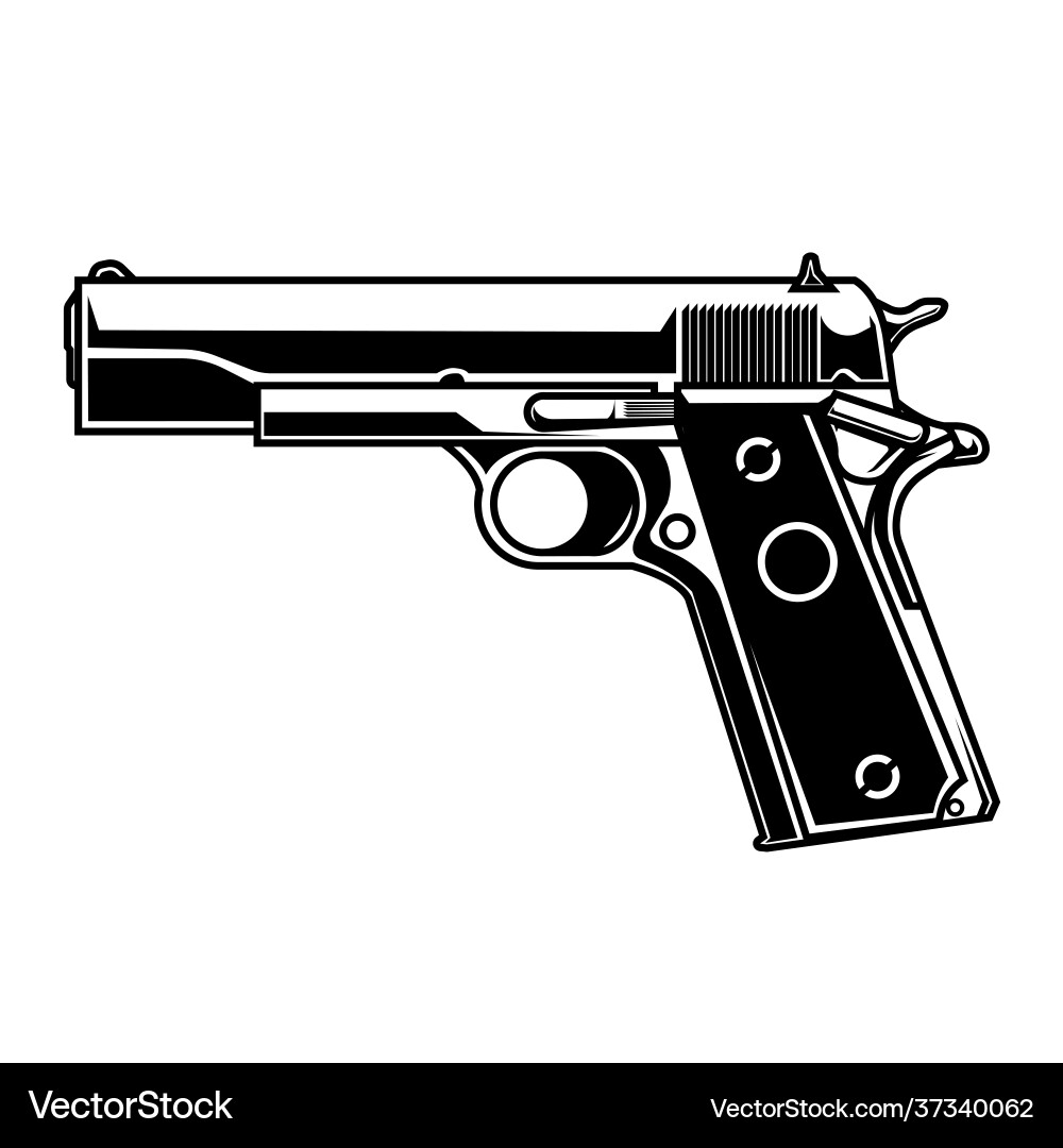 Colt 1911 Pistol Line Art Royalty Free Vector Image