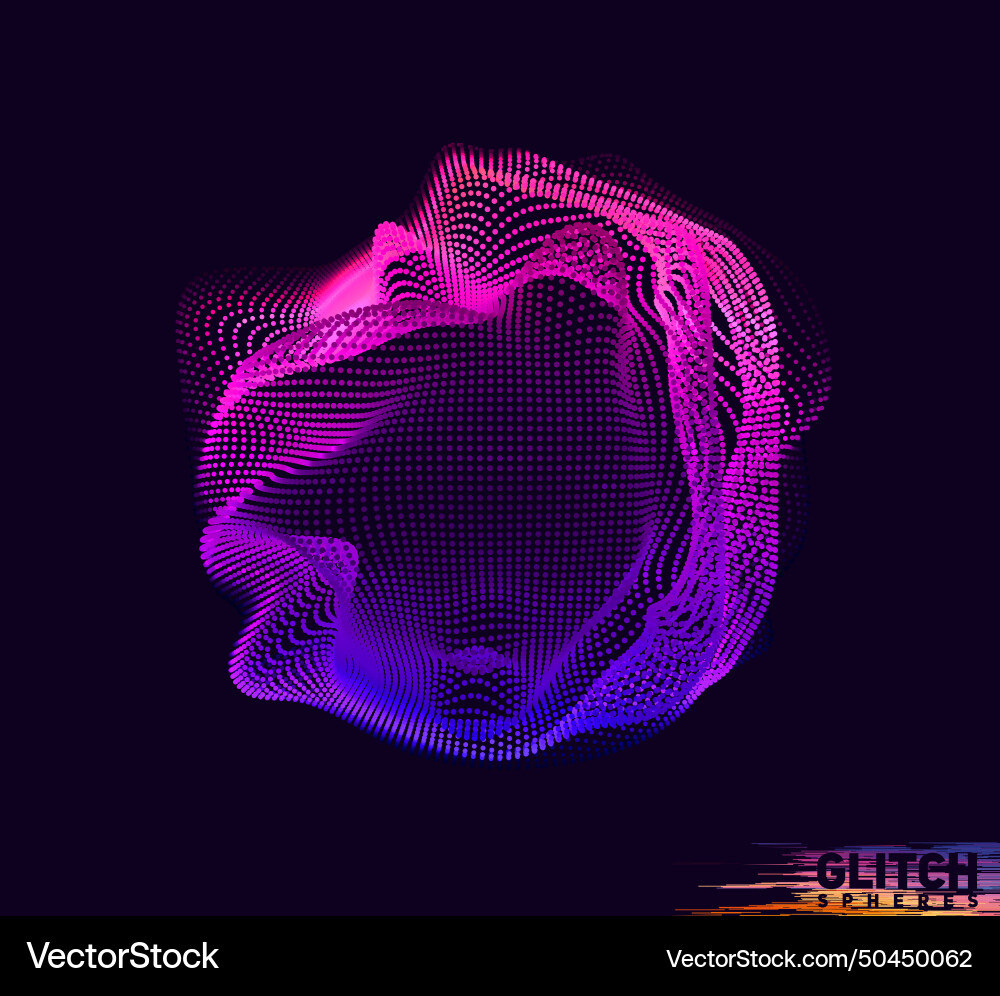 Corrupted violet point sphere abstract Royalty Free Vector
