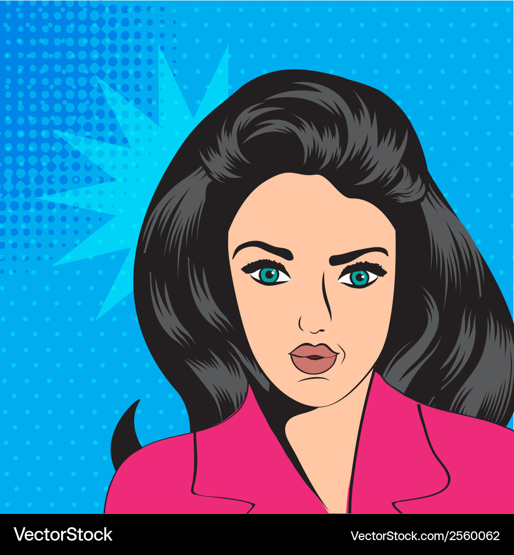 Cute retro woman in comics style Royalty Free Vector Image