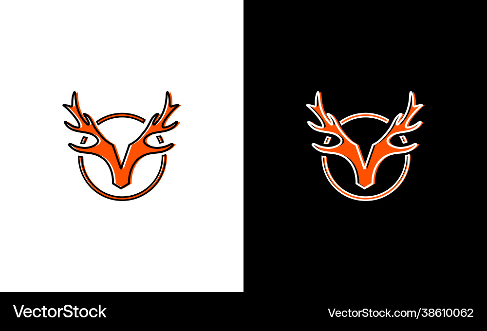 Deer antler icon logo head Royalty Free Vector Image