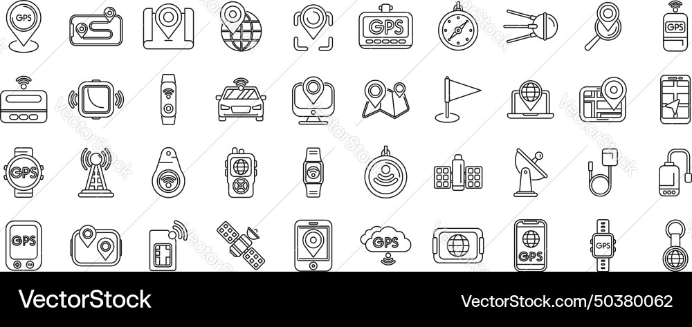 Gps tracker icons set outline car Royalty Free Vector Image