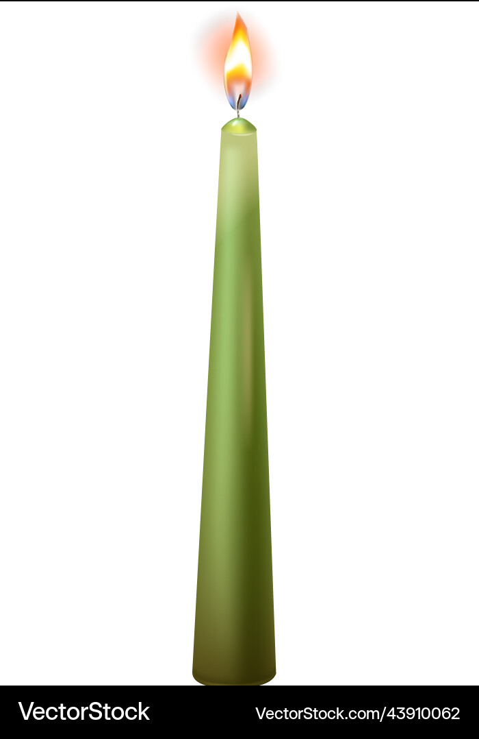 Green wax candle realistic mockup decorative Vector Image