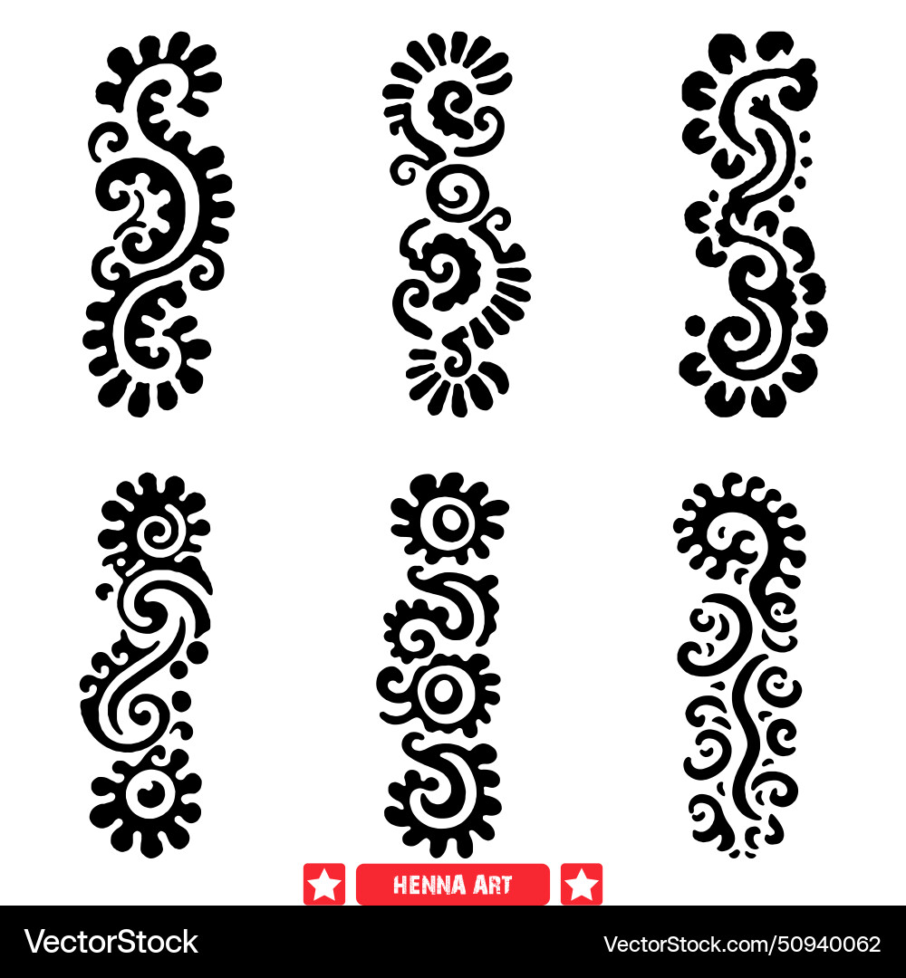 Henna inspired elements cultural symbols Vector Image