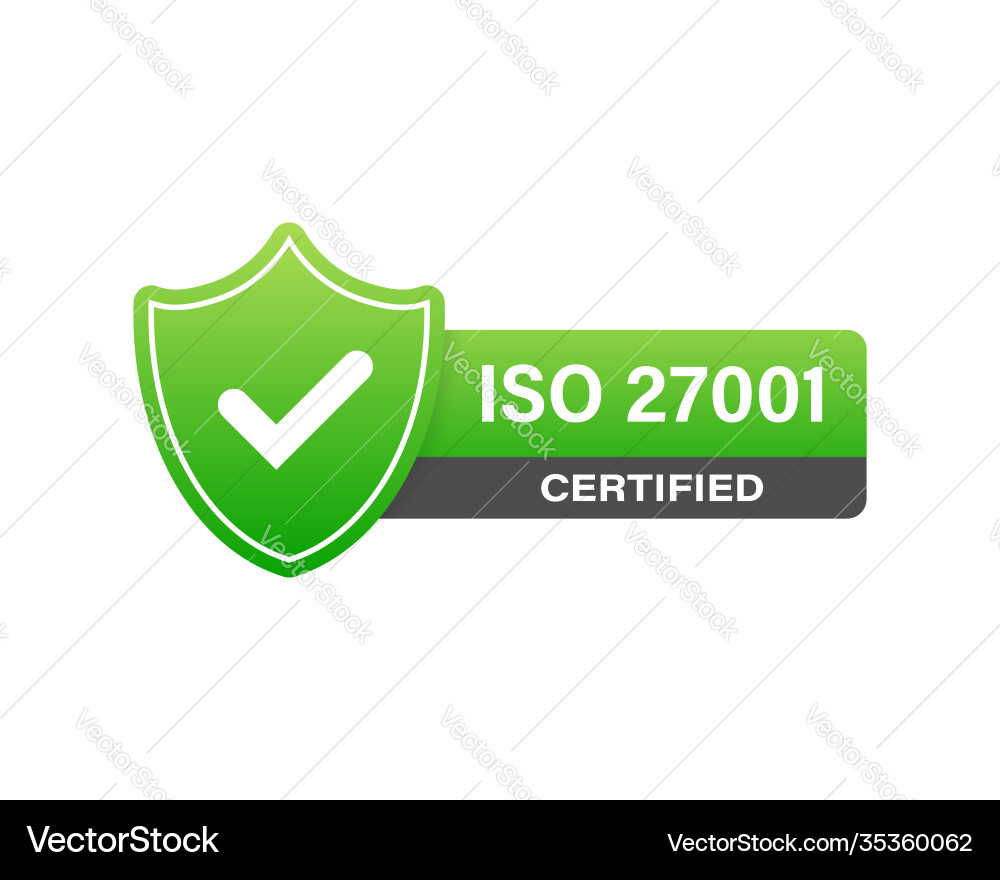 Iso 27001 certified badge icon certification Vector Image