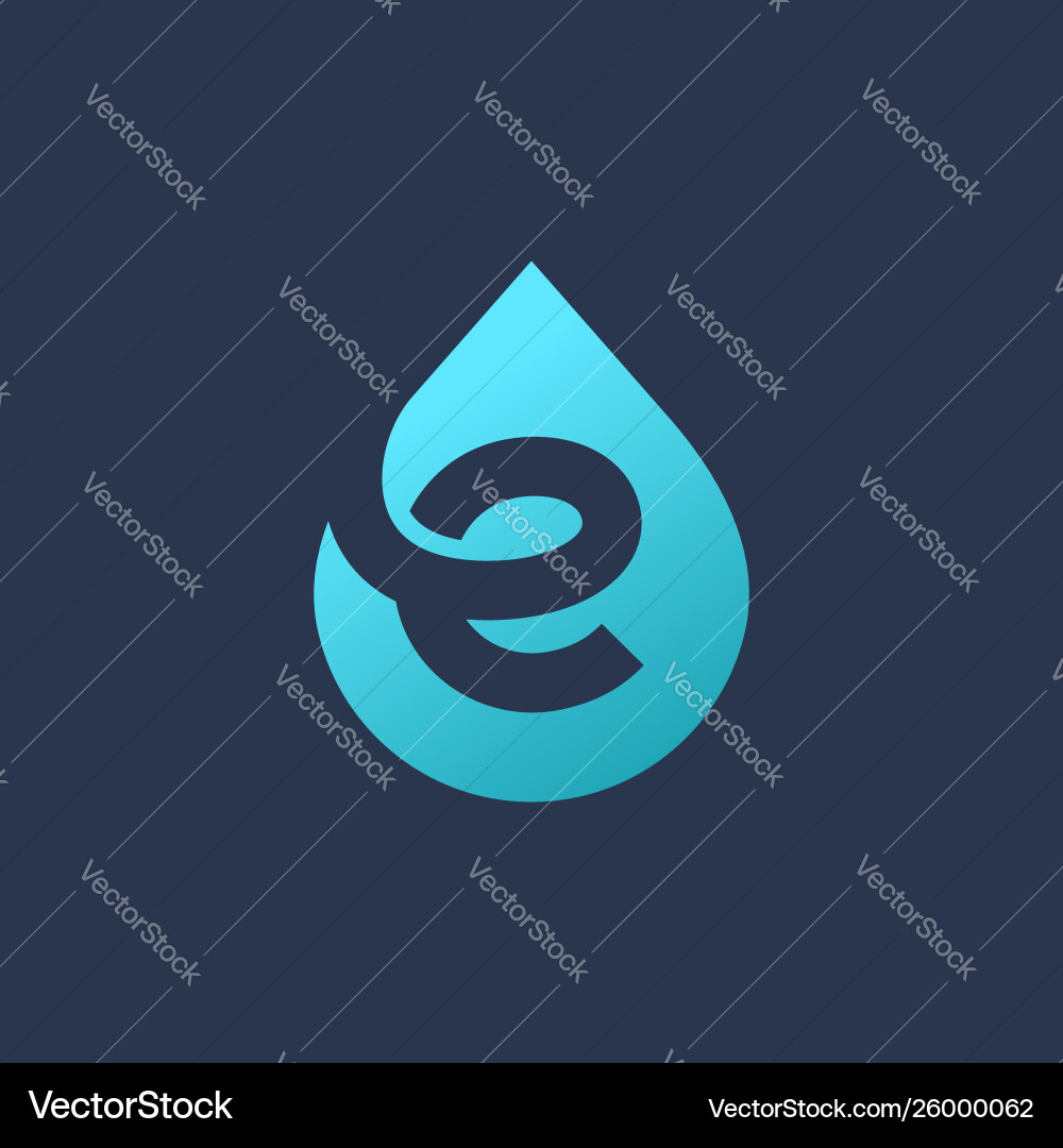Letter e water drop logo icon design template Vector Image