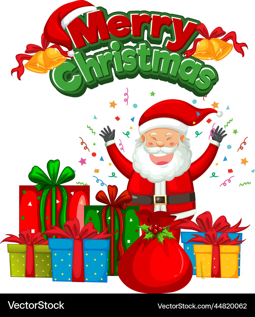 Merry christmas text with santa claus Royalty Free Vector