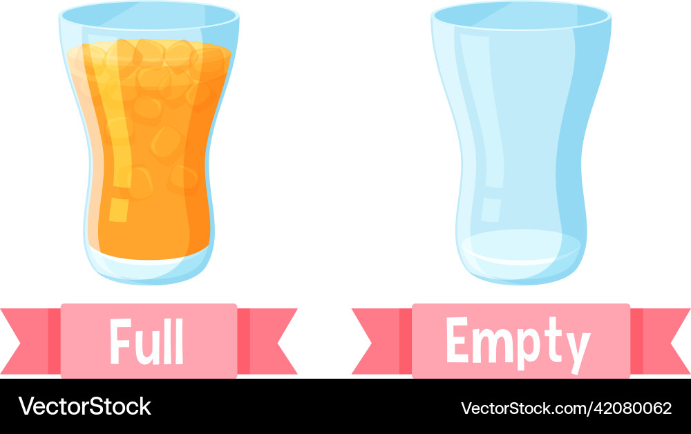 Opposite english words full and empty Royalty Free Vector