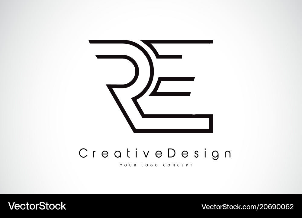 Re r e letter logo design in black colors Vector Image