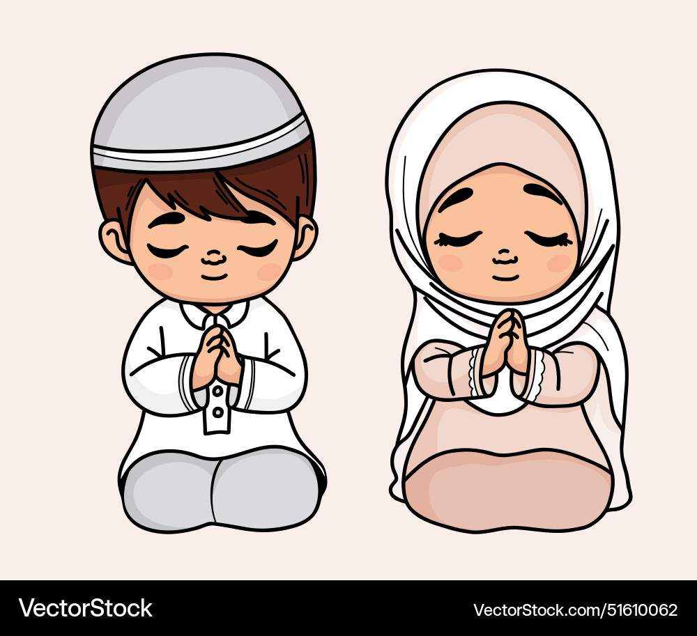 Religious traditional praying islamic children Vector Image