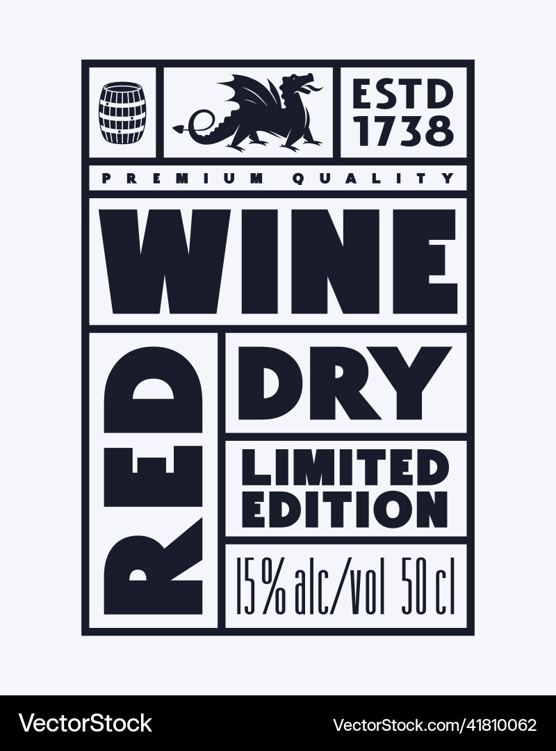 Template label for dry red wine Royalty Free Vector Image