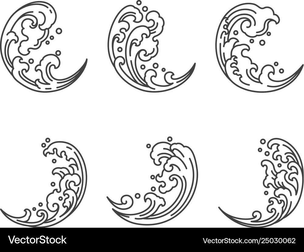 Water wave logo thai and chinese style Royalty Free Vector