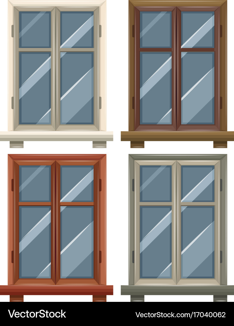 Windows with four frames Royalty Free Vector Image