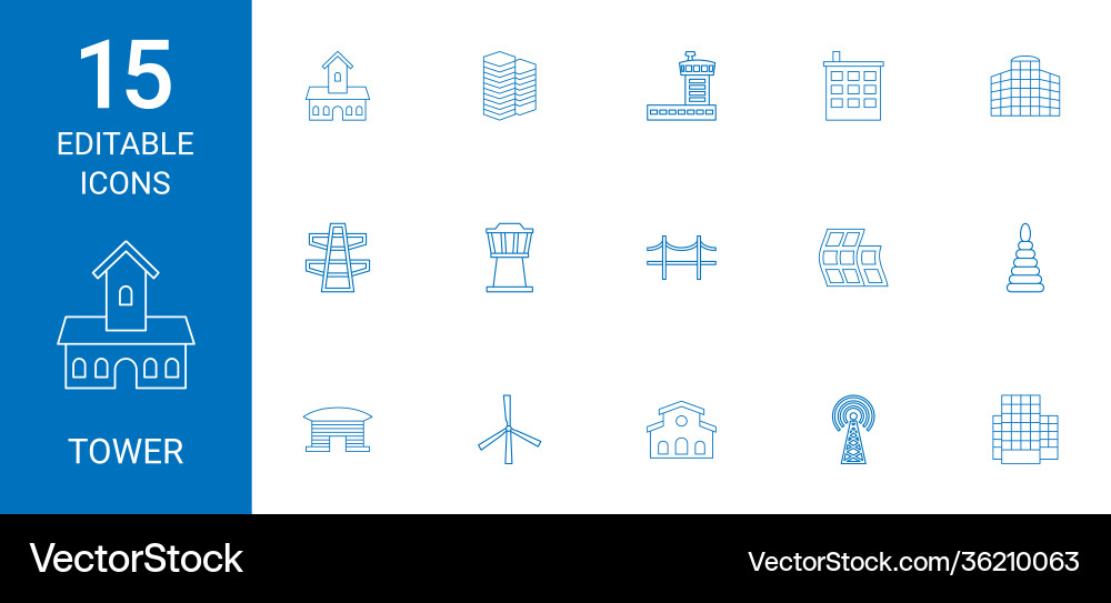 15 tower icons Royalty Free Vector Image - VectorStock