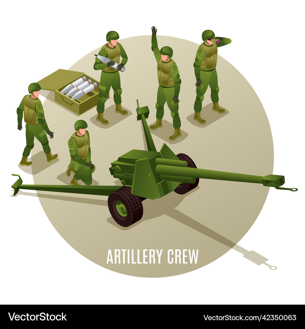 Artillery gunners firing howitzer Royalty Free Vector Image