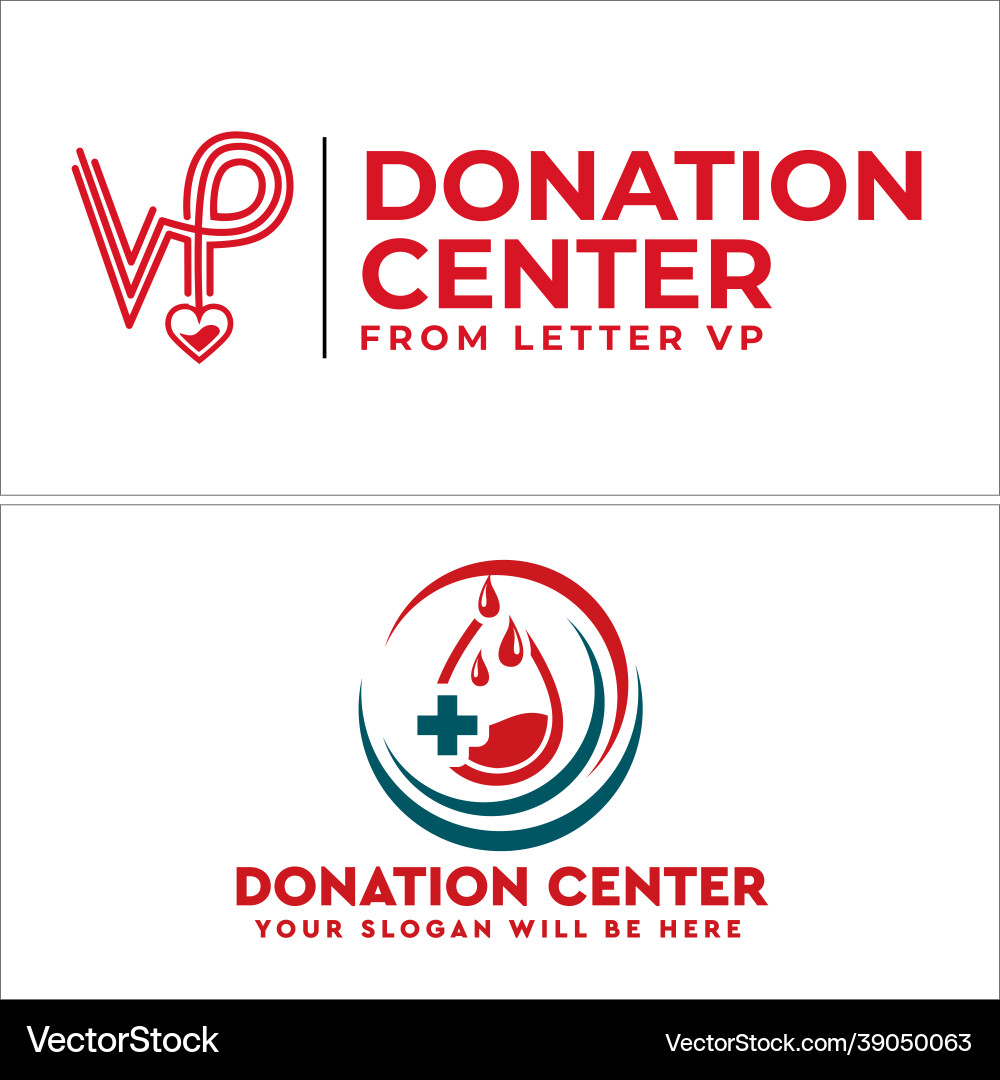 Blood donation center logo design Royalty Free Vector Image