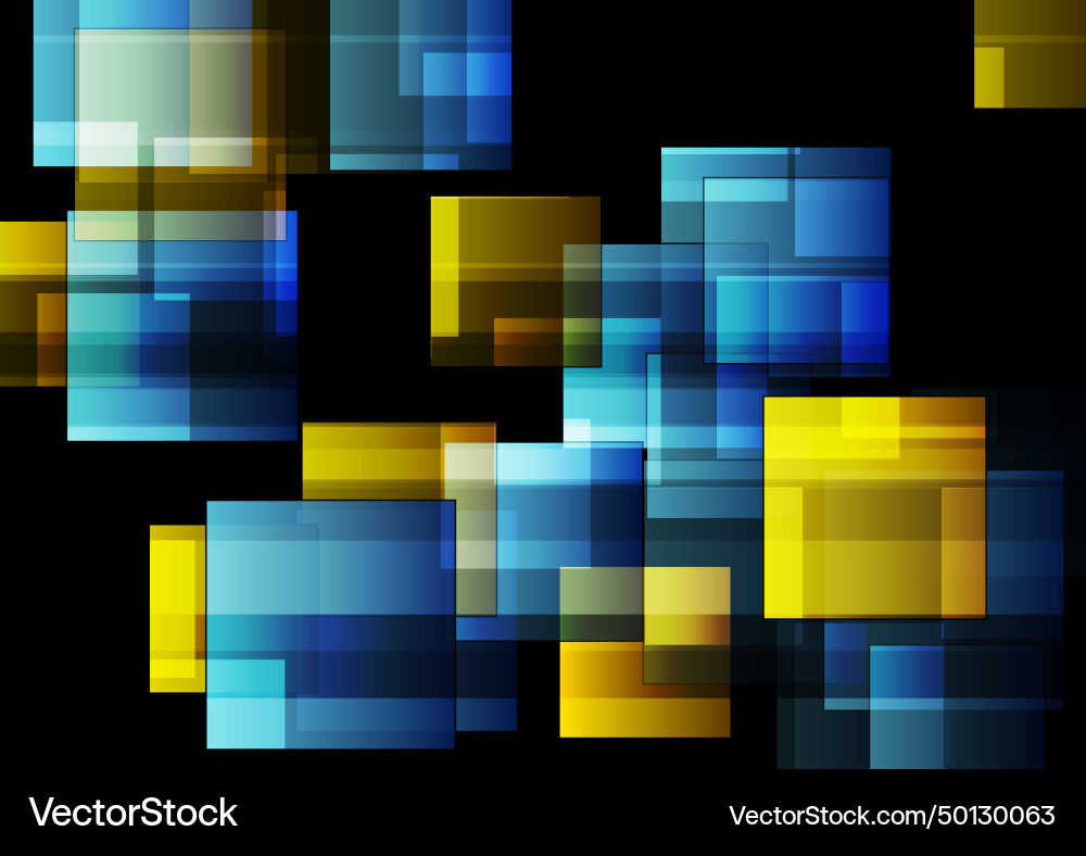 Blue and yellow glossy squares abstract technology