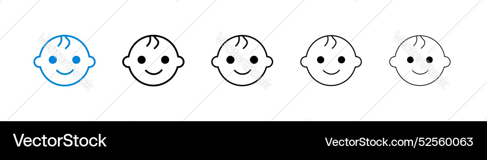 Child face icon set on white background Royalty Free Vector