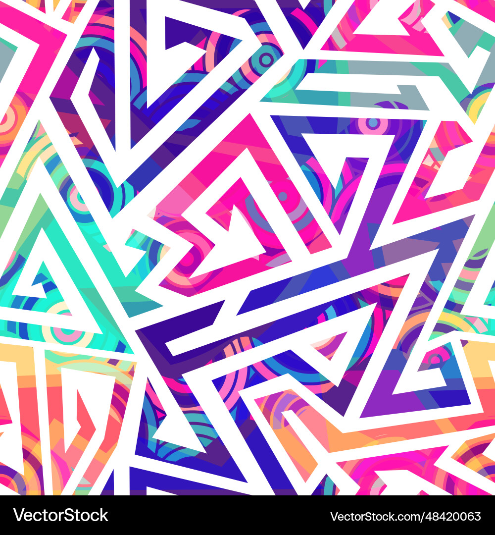 Colorful maze lines seamless pattern Royalty Free Vector