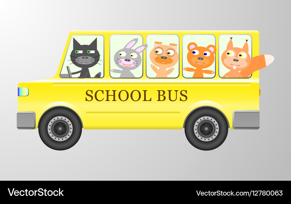 Cute animals in a bus Royalty Free Vector Image