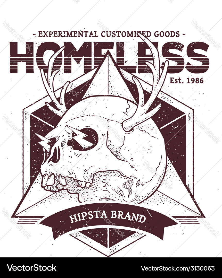 Geometric Dotwork Skull Print Royalty Free Vector Image