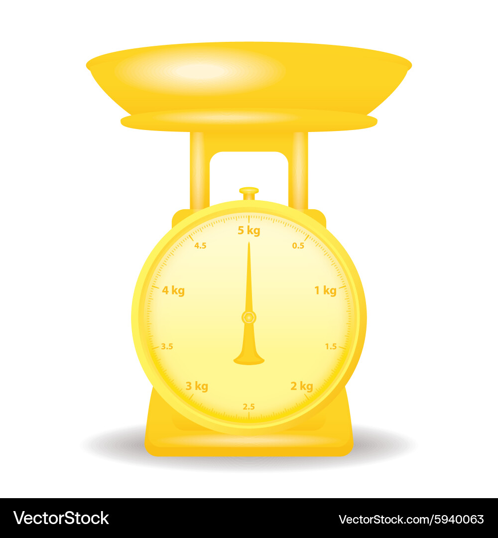 Golden color weight scale market isolate on white Vector Image
