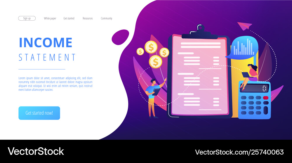 Income statement concept landing page Royalty Free Vector