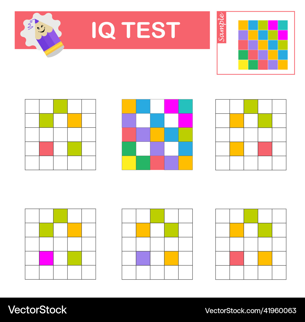 Iq training test logic game for kids attention Vector Image