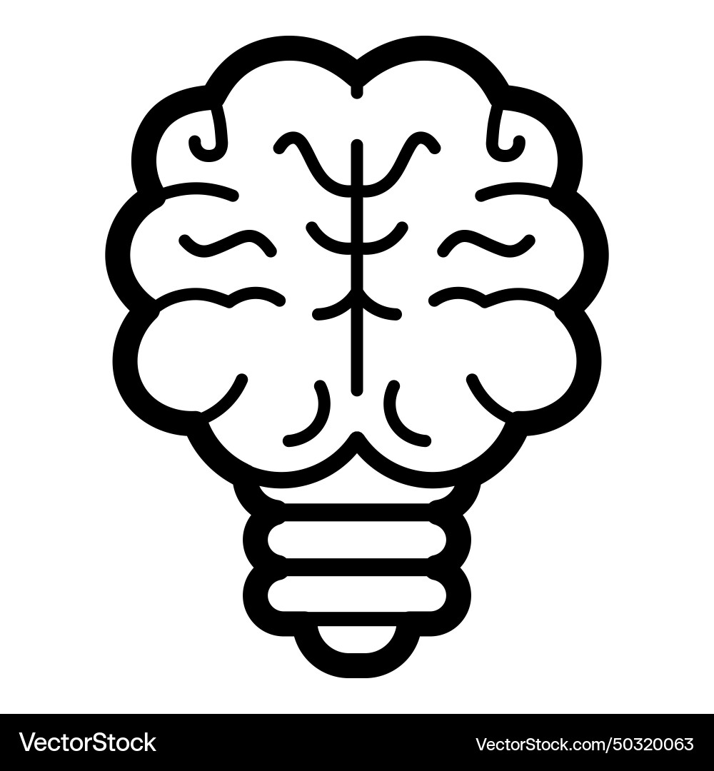 Lightbulb brain mind flat icon isolated on white Vector Image