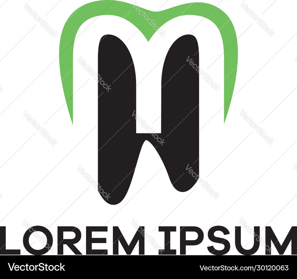 M letter logo design in tooth shape Royalty Free Vector