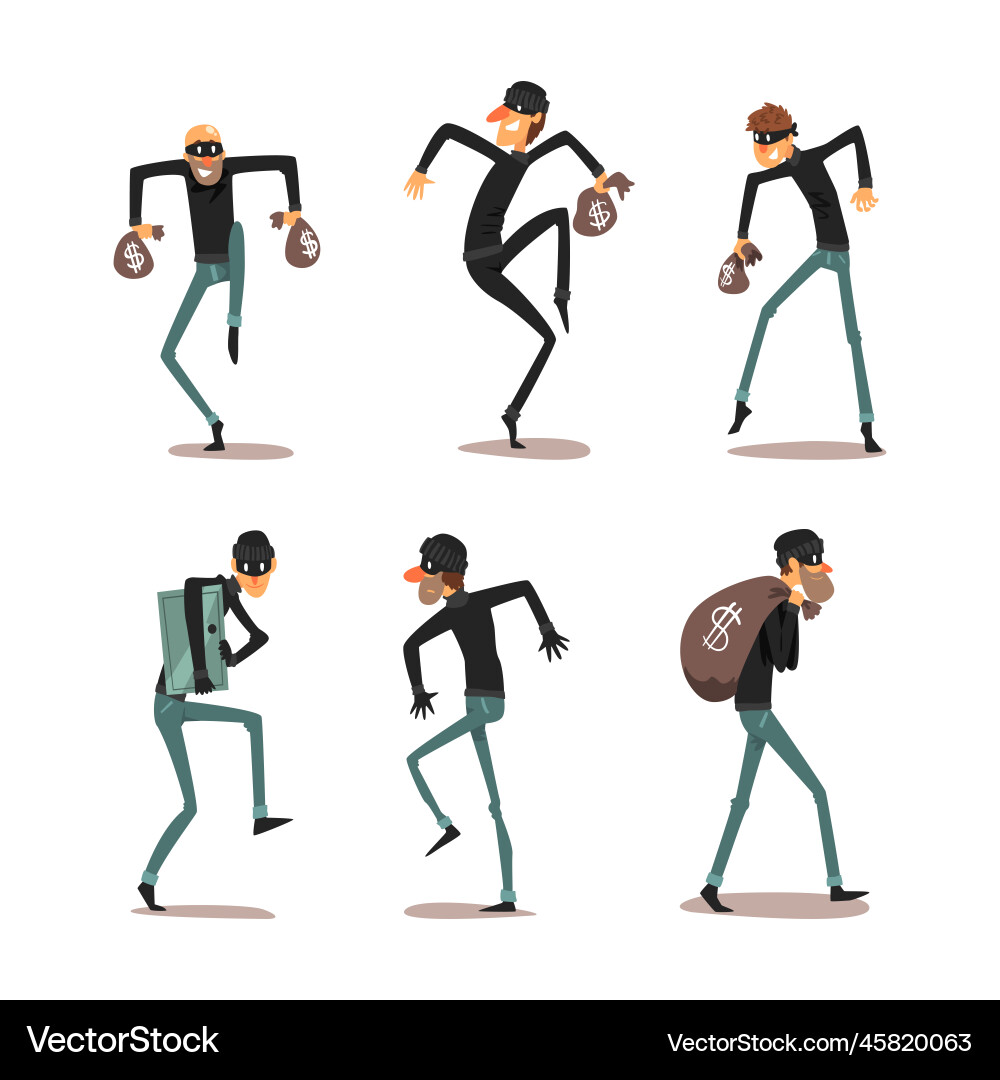Man robber characters or thief dressed in black Vector Image