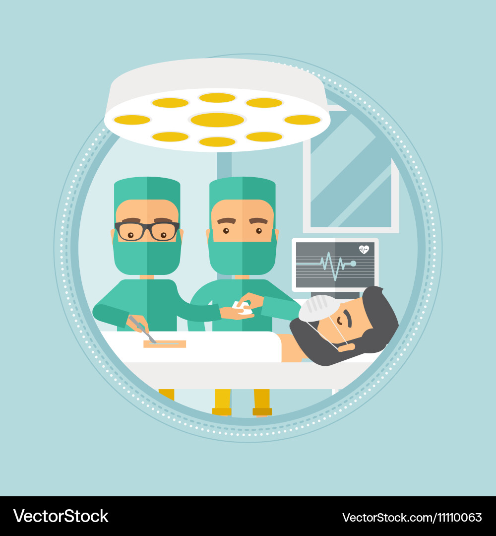 Two surgeons making operation Royalty Free Vector Image