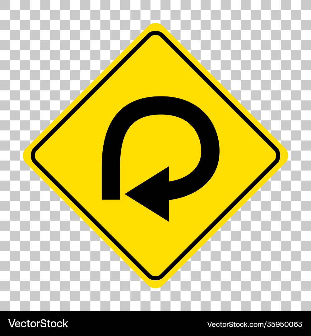 Yellow traffic warning sign on transparent Vector Image