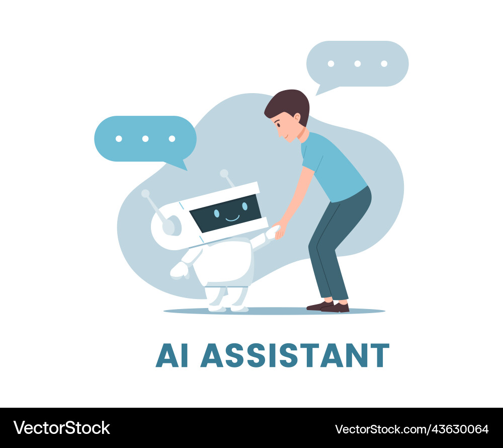 AI Assistant Robot Helping Client Royalty Free Vector Image