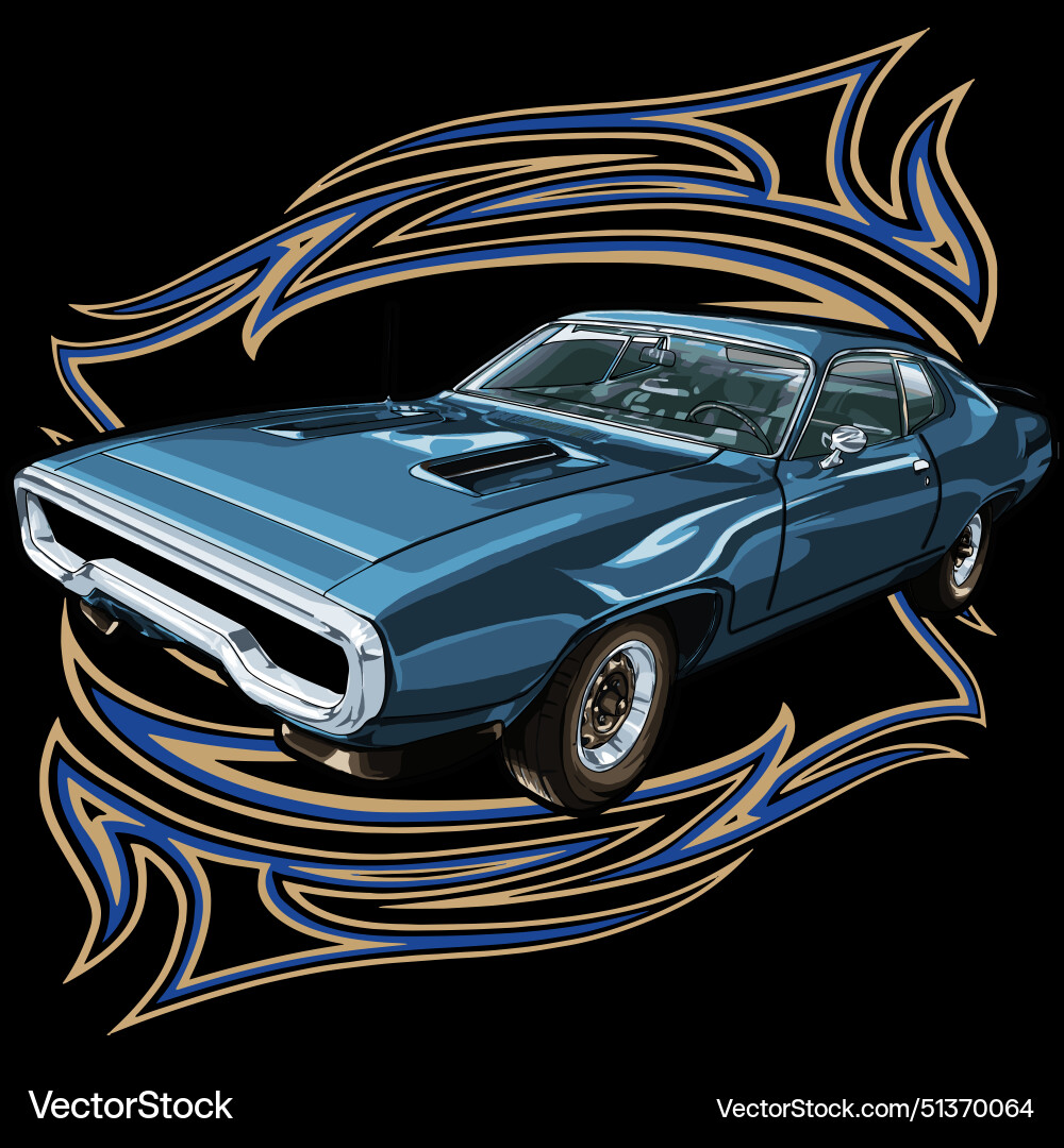 Blue drag racing car with black strip Royalty Free Vector