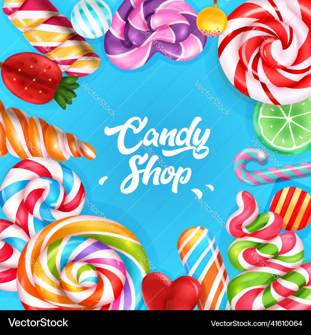 Candy shop realistic background Royalty Free Vector Image