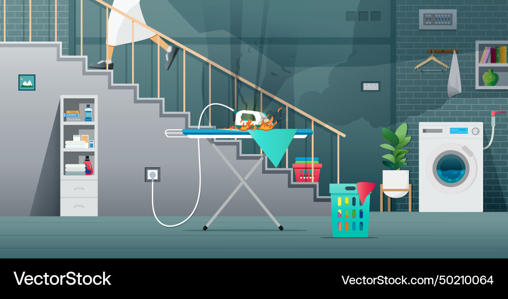 Carelessness in using the iron Royalty Free Vector Image