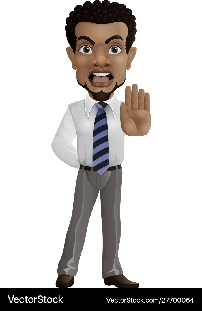 Cartoon businessman showing stop gesture Vector Image