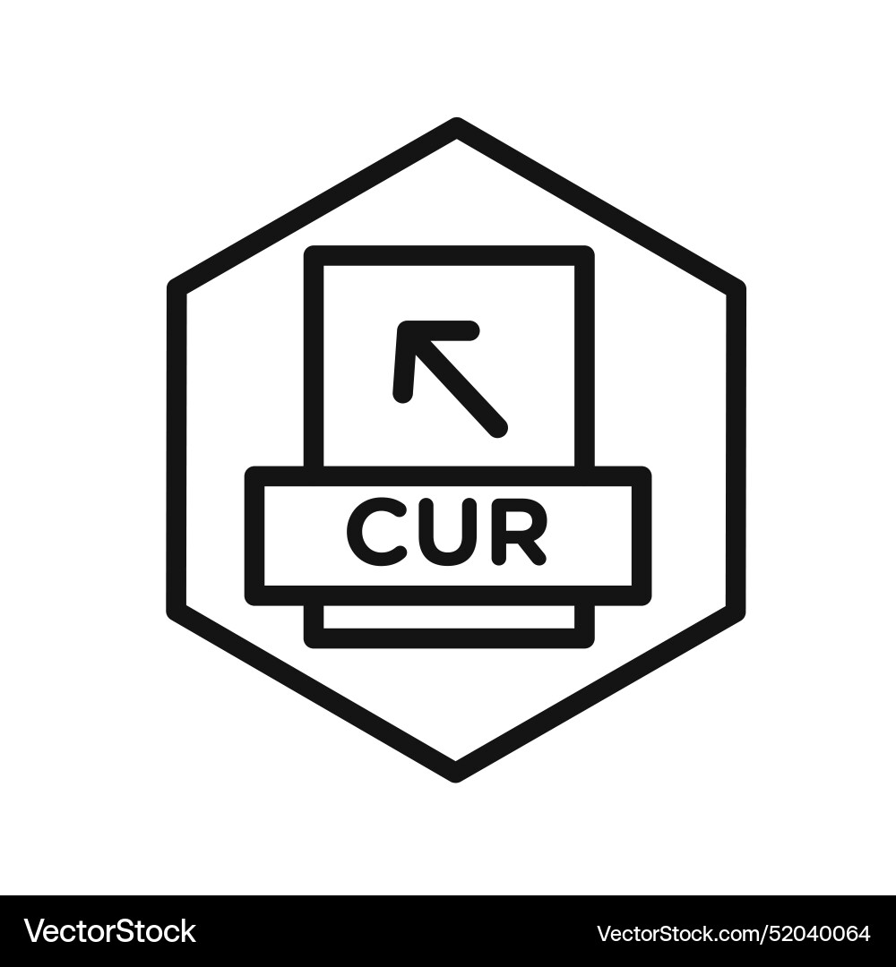 Cur file document icon black and white sign Vector Image