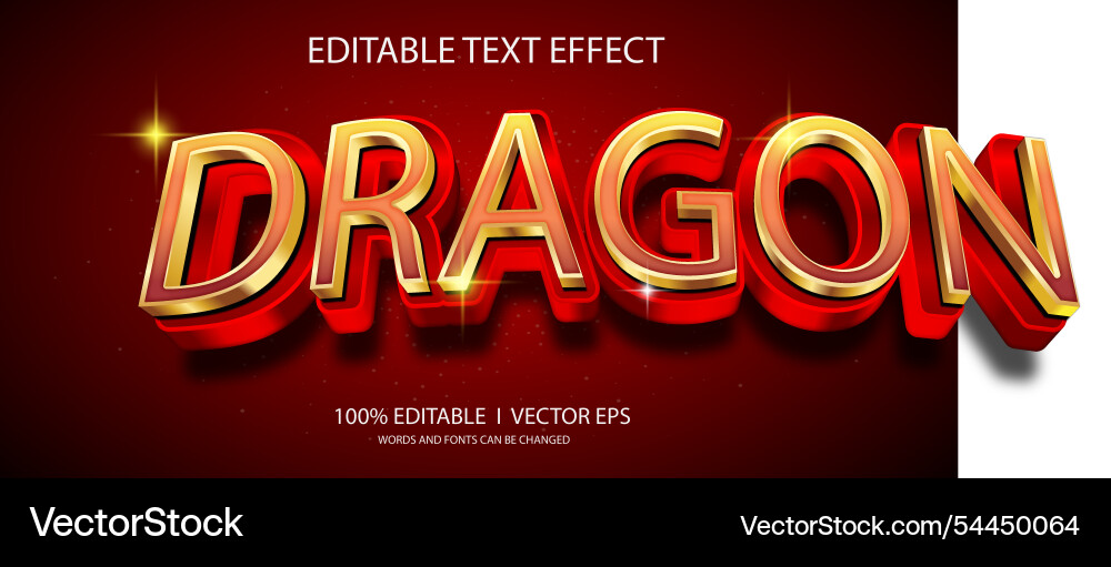 Dragon 3d text effect with modern style design – Free Vector | VectorStock