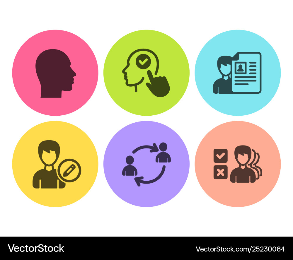 Edit person user communication and head icons set Vector Image